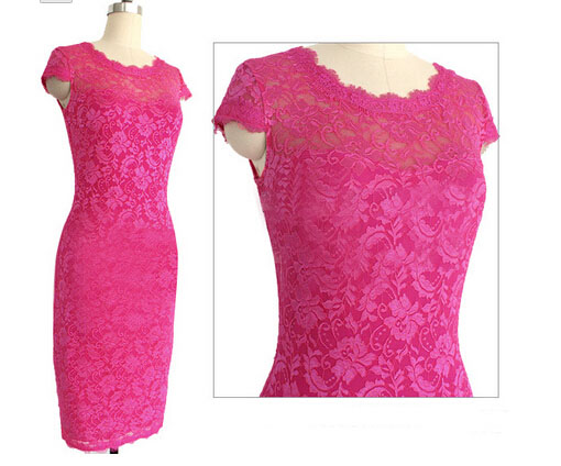 Slim Lace Stitching Pink Dress Fg12410jk on Luulla