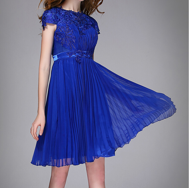 Round Neck Beaded Short Sleeve Princess Dress Vc30504mn on Luulla