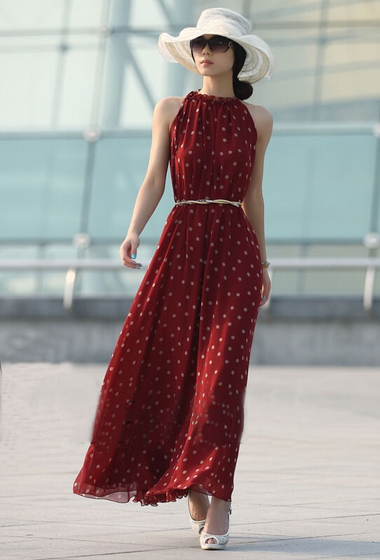 Elegant Red Sleeveless Chiffon Dress Vg42323mn on Luulla