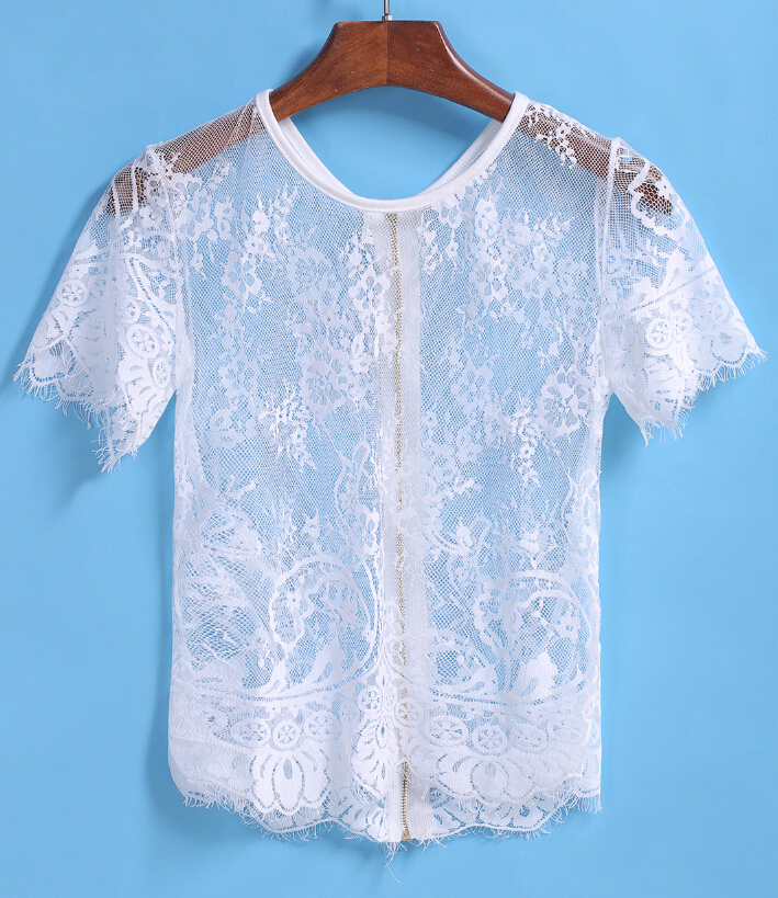 The Zipper Flounced Lace Shirt Vg52508mn on Luulla
