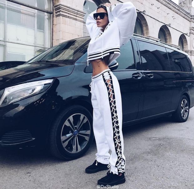 Fashion Sexy Side Lace Up Type Loose Pants White on Luulla