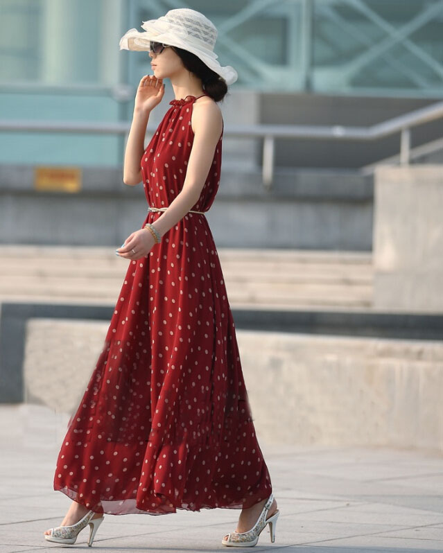 Elegant Red Sleeveless Chiffon Dress VG42323MN on Luulla