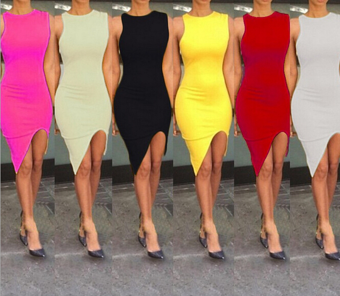 Sexy Round Neck Sleeveless Package Hip Dress Vg51809mn on Luulla